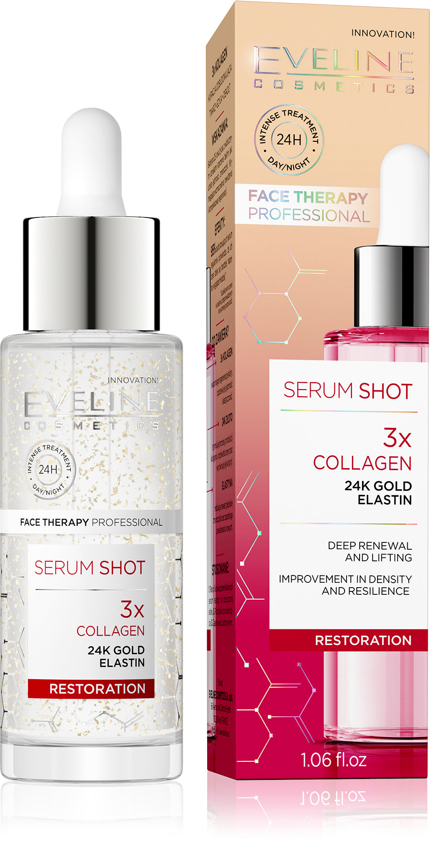 Serum Shot 3x Collagen 24K Gold Elastin - Restoration – Eveline Pakistan